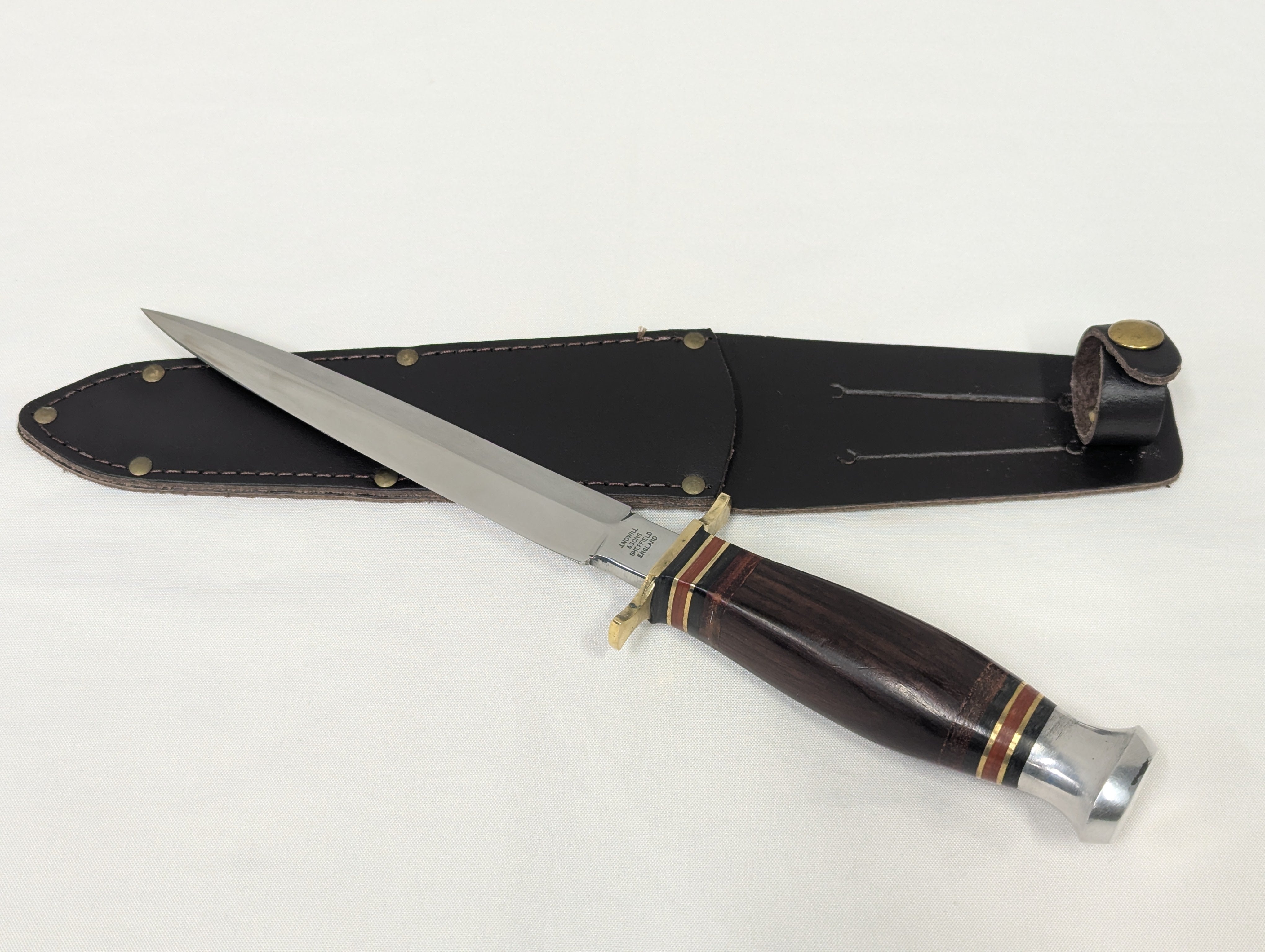 John Nowill & Sons Rosewood Handle Stiletto Commando Knife with Sheath ...