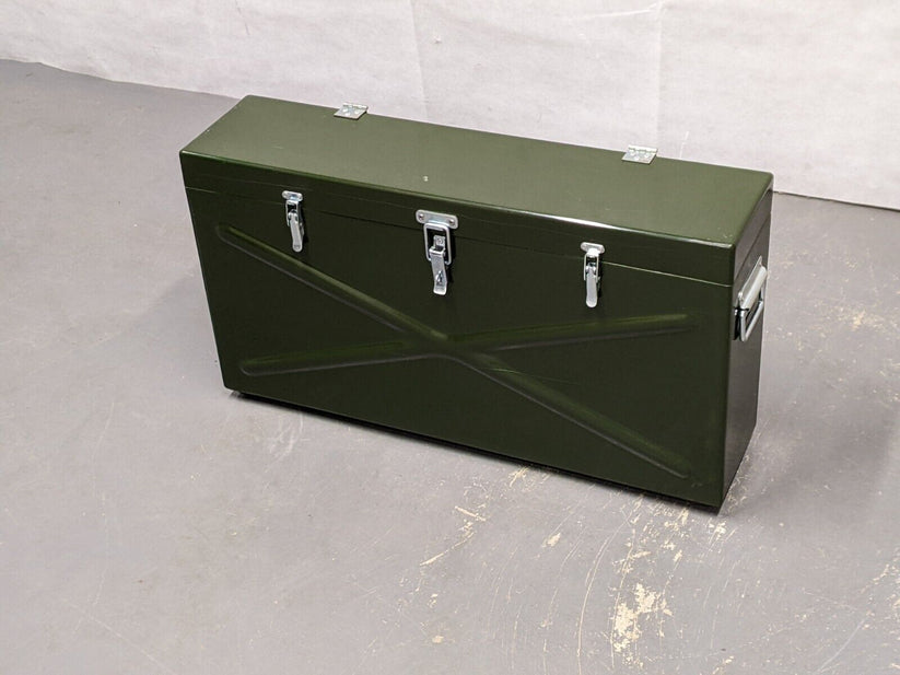 Army Military MOD Lockable Lid Green Transport Tool Box Storage Chest ...